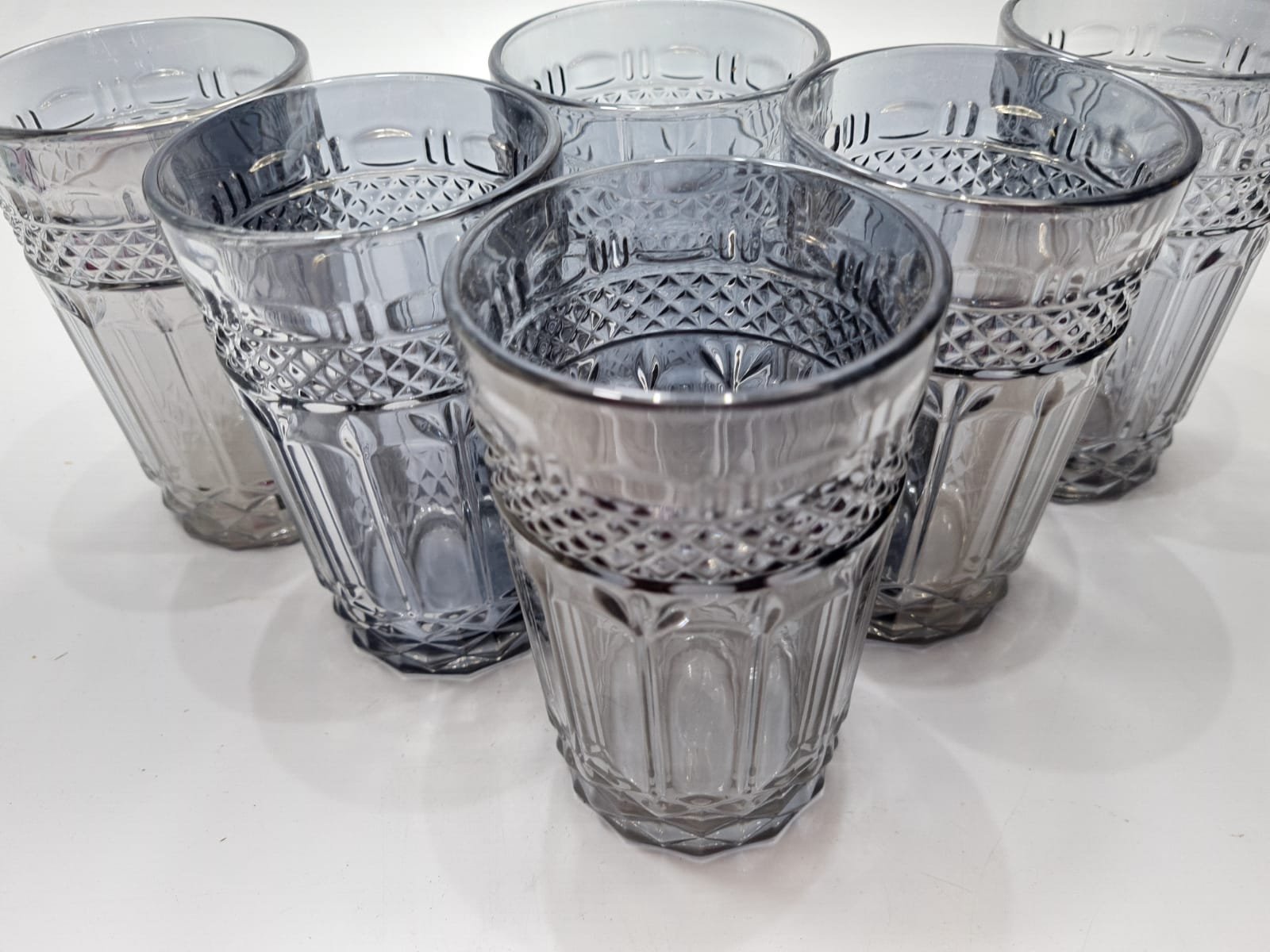 Jogo de 6 Copos Barroco Fumê de Vidro Metalizado 380ml L'HERMITAGE | MadeiraMadeira