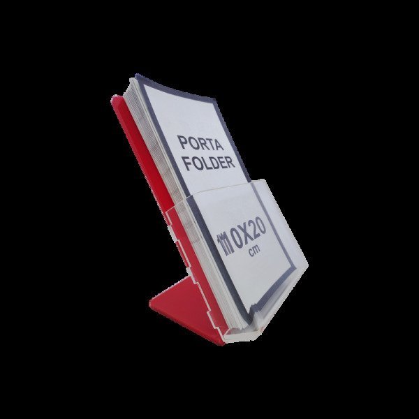 Porta Folder Panfleto Flyer Papel 10X20Cm Acrílico Vermelho ...