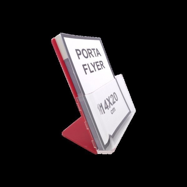 Porta Panfleto Flyer Folder Papel 14X20Cm Acrílico Vermelho ...