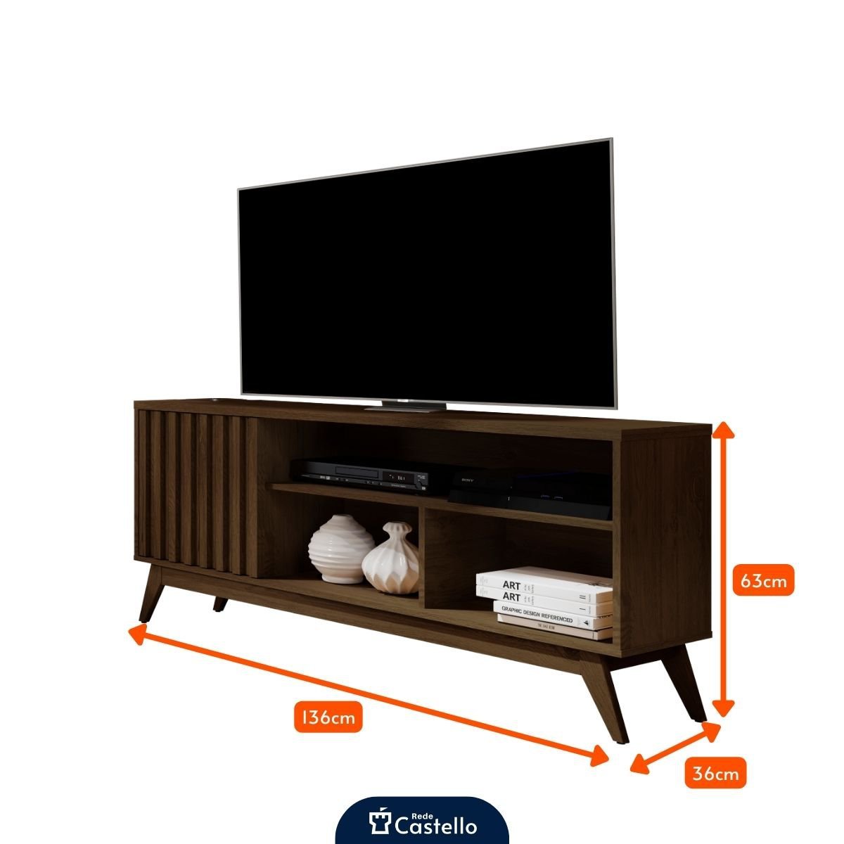 Rack de Televisão até 50 Polegadas com Porta Nichos - Mod.0324 - Cedro ...