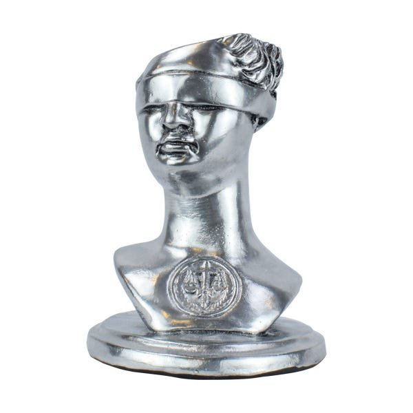 Estatueta Justiça Busto 20cm Gesso Prata | MadeiraMadeira