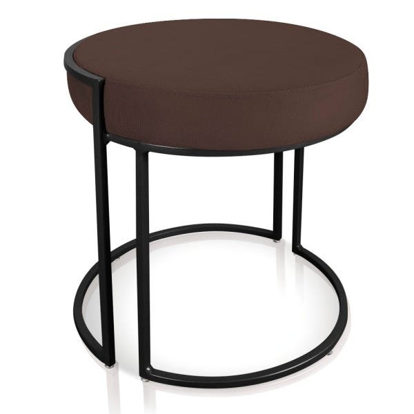 Puff Love Suede Marrom Base Industrial Preto | MadeiraMadeira