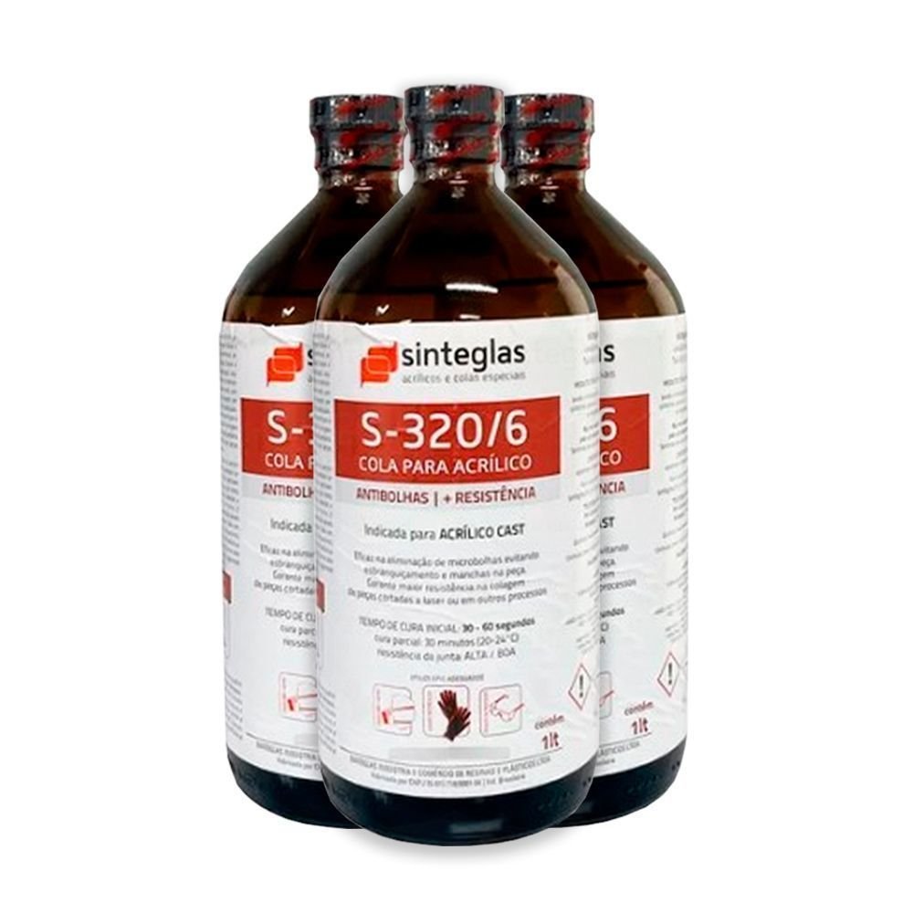 Kit 3 Colas Ultra-rápida Acrílico S-320/6 (01 Lit) | MadeiraMadeira