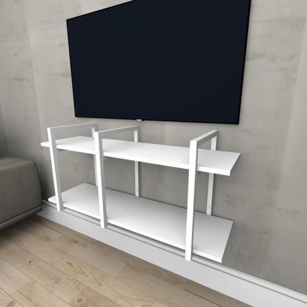 Rack Estilo Industrial Aço Cor Branco Prateleiras 30cm Cor Branca ...