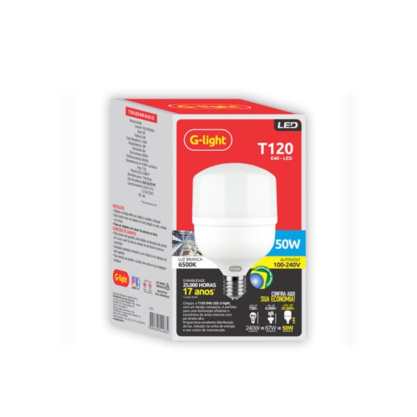 Lampada Bulbo Led Alta Potencia 50W 6500k E27 Branca 310011:Branco-frio ...
