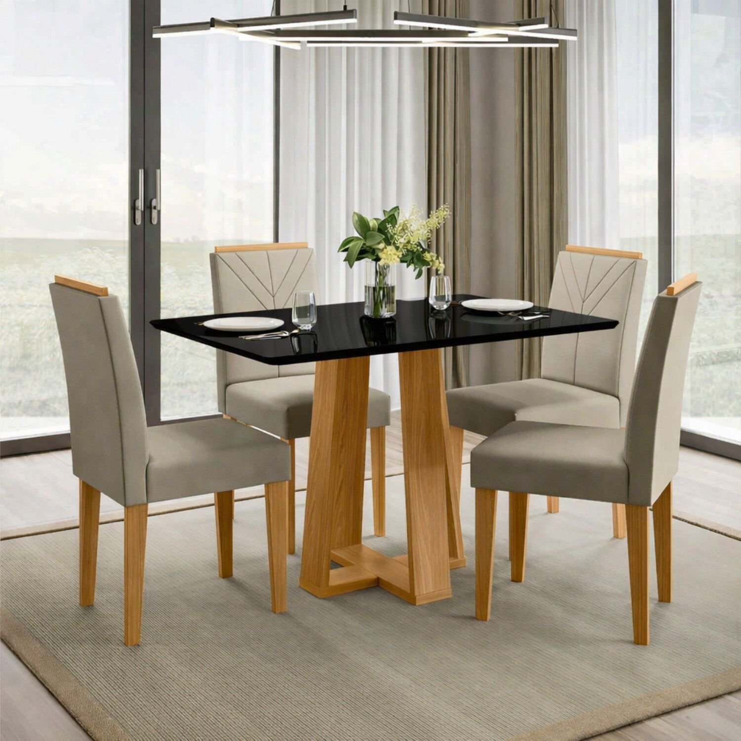 Conjunto 1 Mesa e 4 Cadeiras Rubi | MadeiraMadeira