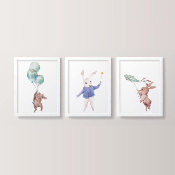 Jogo de Quadros com Moldura Peter Rabbit - 26x34cm | MadeiraMadeira