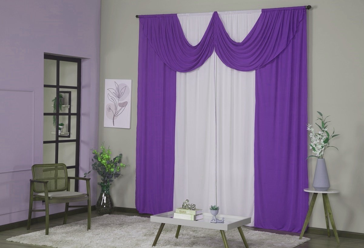 Cortina Paris 2,00 X 1,60 com Bando Sala Quarto Malha Gel Varão Simples ...