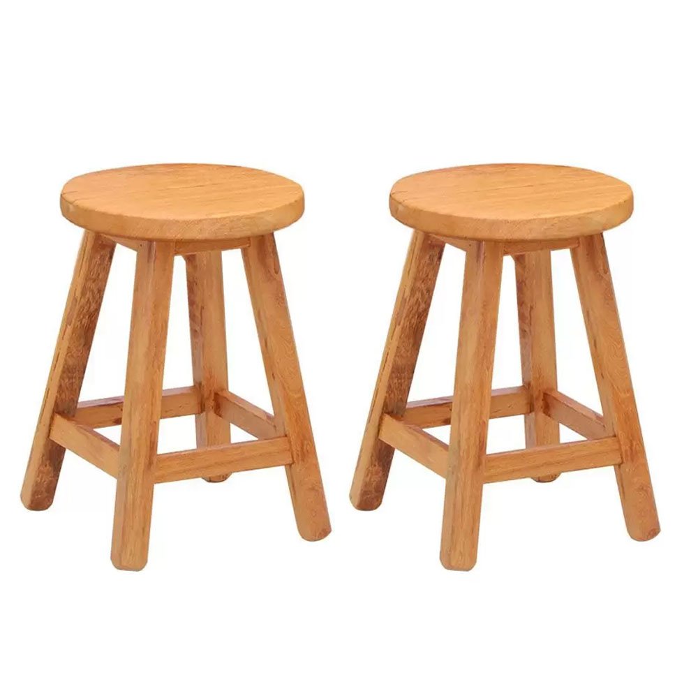 Conjunto 2 Banquetas Baixa sem Encosto Madeira Maciça Natural ...