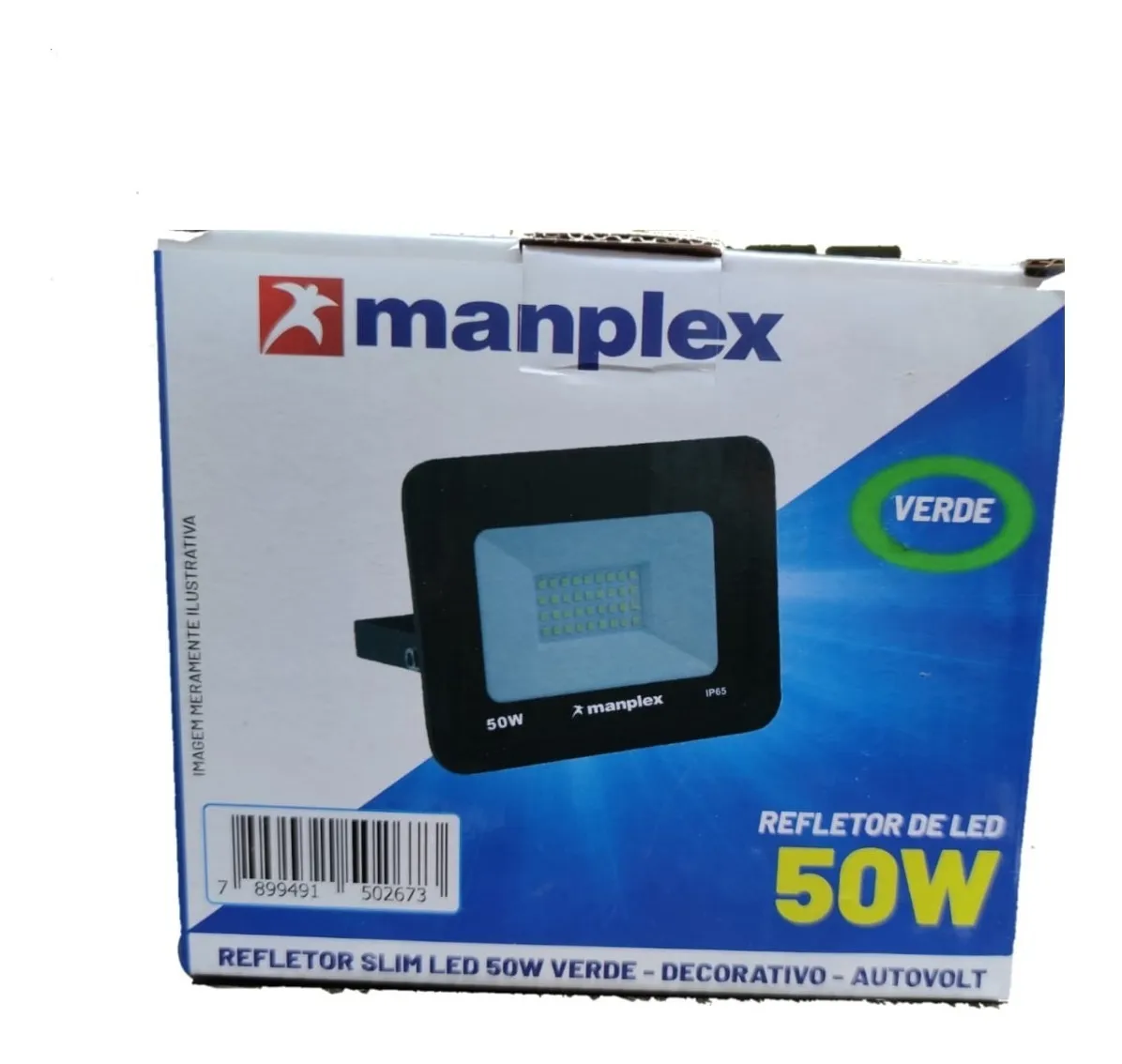 REFLETOR PROJETOR LED SLIM 50W BIVOLT VERDE IP65 - MANPLEX | MadeiraMadeira