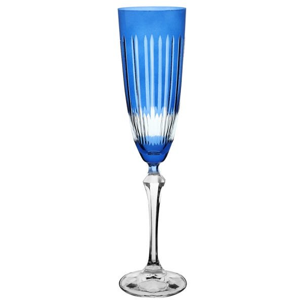 Jogo 6 Taças Champanhe 200Ml Elisabeth Lapidada Bohemia Azul ...