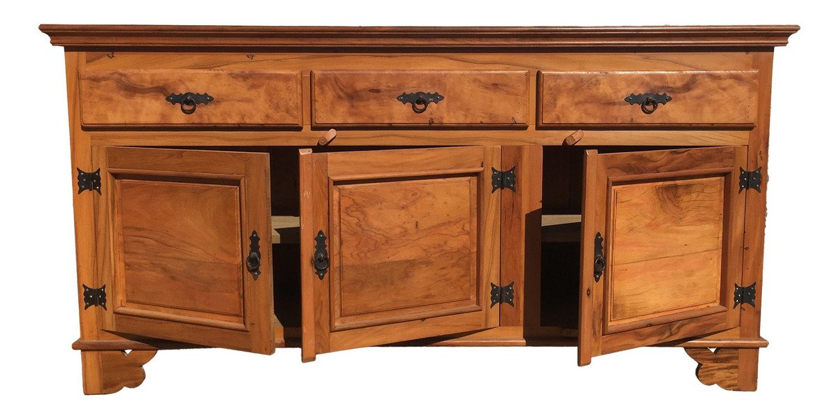 Buffet Aparador Com 3 Portas e Gavetas Feito Em Madeira Rústica ...