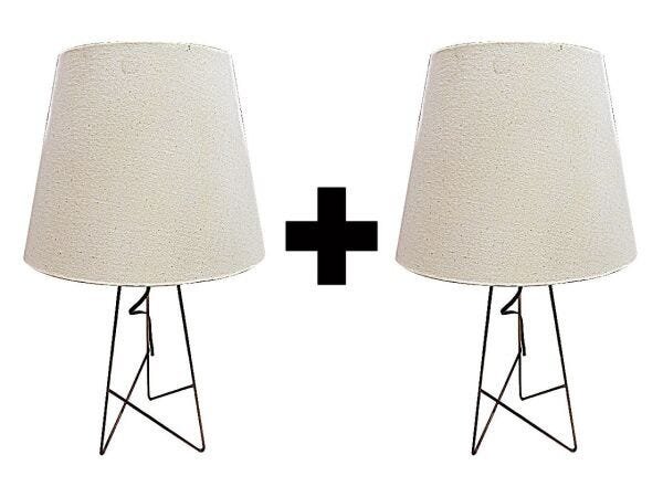 Kit de 2 Abajures de Mesa \Vitage Acabamento Cobre + Cúpula Tecido ...