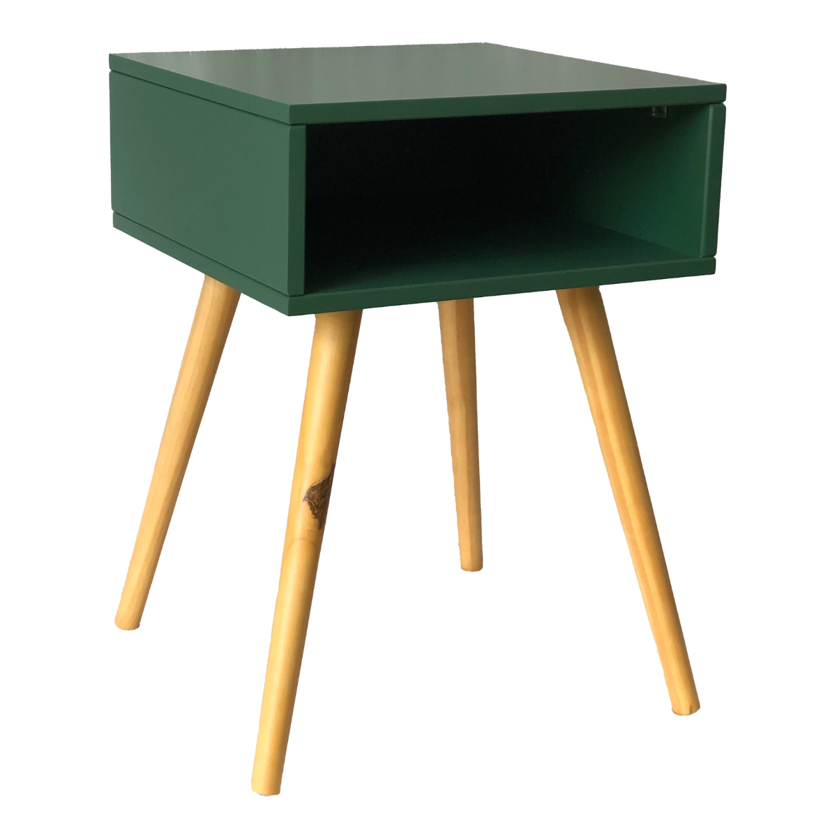 Mesa de Cabeceira Olívia Mdf Laqueado Verde Musgo Pé Palito Retrô ...