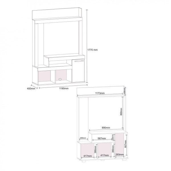 Estante para TV até 47 Polegadas 1 Porta Tallinn Clássico Atualle ...
