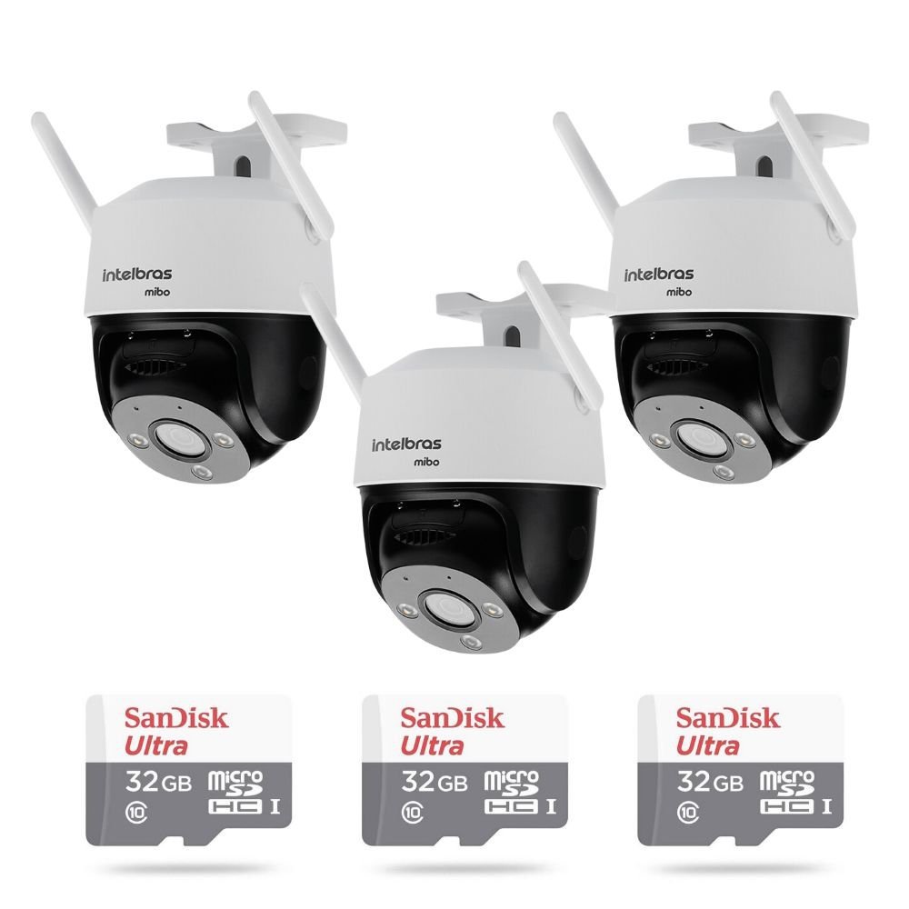 3 Câmeras Wi-fi 360 IM7+ Full Color Intelbras Externa + 32GB Im7+ Full ...