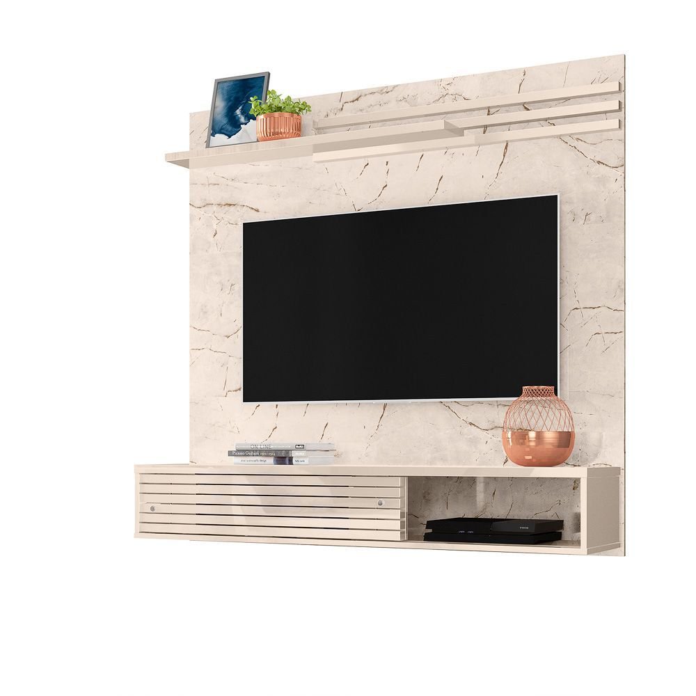 Painel Tv 55 Pol 136cm Bancada Suspensa para Sala Briven Calacata/off ...