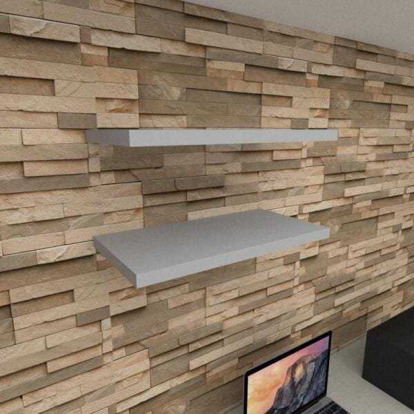 Kit 2 prateleiras para escritório em MDF suporte Inivisivel cinza ...