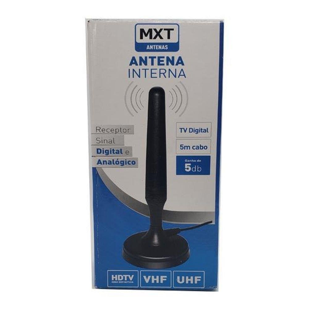 Antena Digital Interna 5db Cabo 5 Metros - MDTV-100B - MXT | MadeiraMadeira