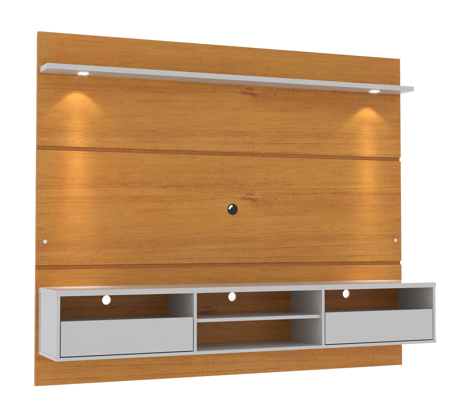 Home Suspenso Angra Cedro/Off White 2 Gavetas com Led - MiraRack | MadeiraMadeira