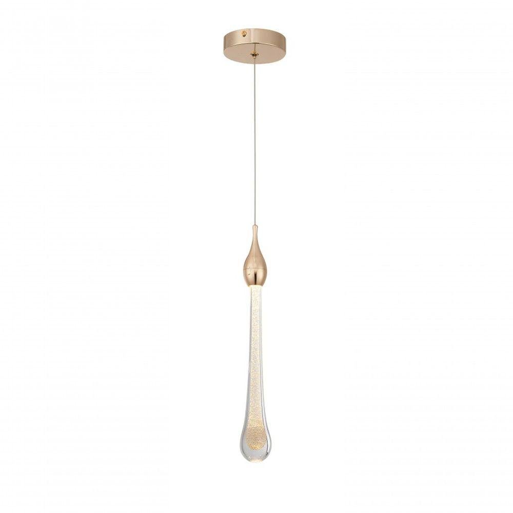 Pendente 3,5x36,5cm e Cabo 1,5mt Metal Dourado e Cristal Led 5w 3000k Bivolt Sindora Única Único ...