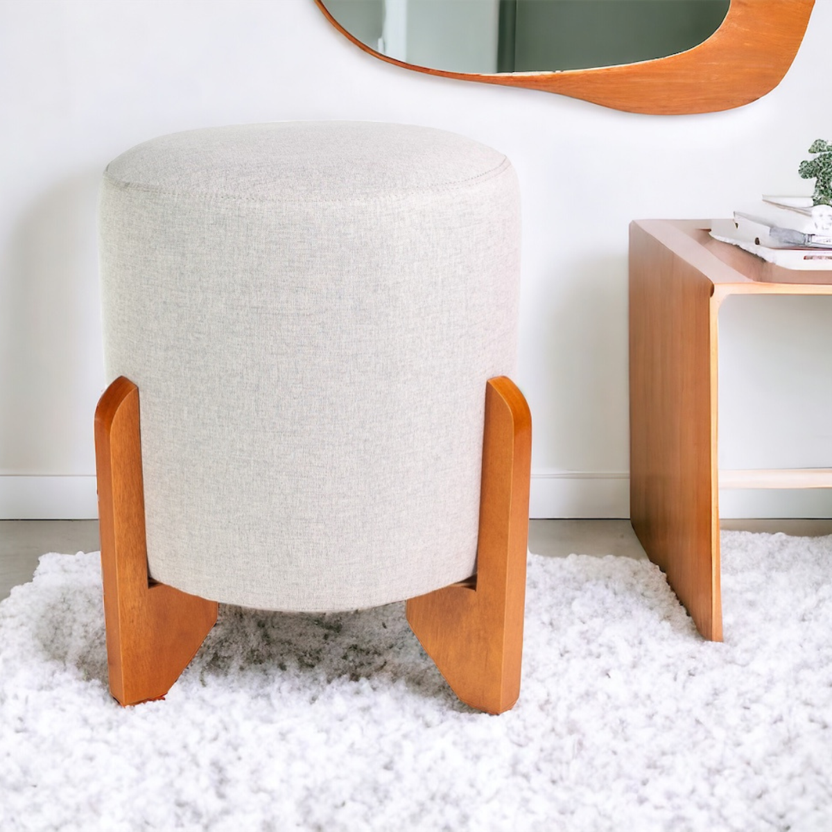 Kit 02 Puff Piave 45 Cm - Linho:prata | MadeiraMadeira