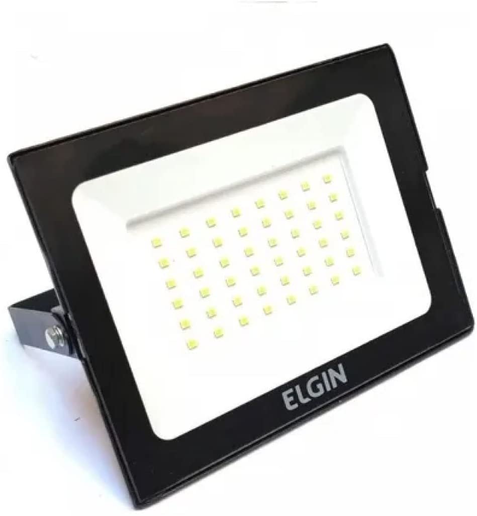 Projetor LED 50W 6500K Branca Fria Preto Bivolt Elgin | MadeiraMadeira