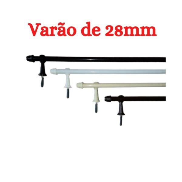 Kit Varão 2,50 Metros Simples 28mm Compre Já: Preto | MadeiraMadeira