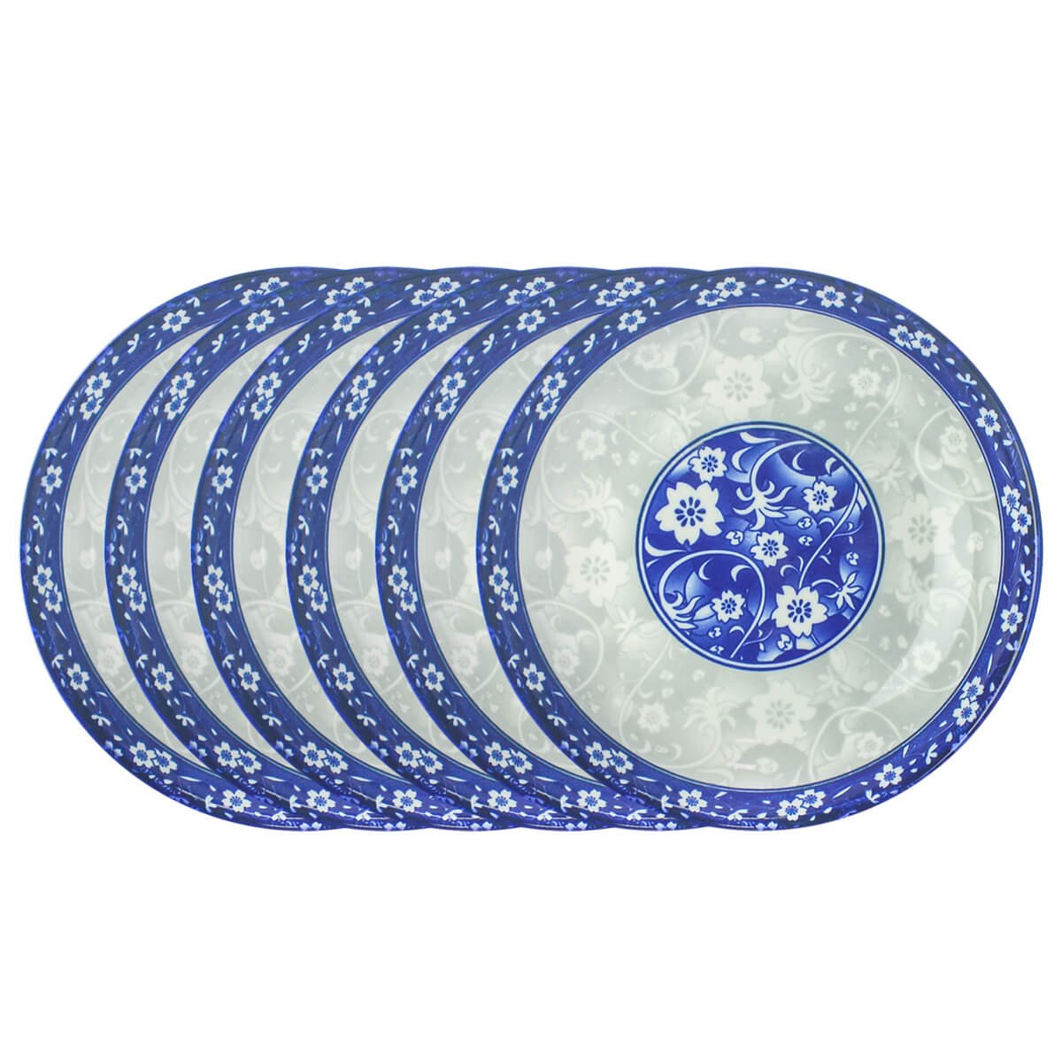 Kit 6 Pratos Fundos Blue Garden 19cm Lyor | MadeiraMadeira