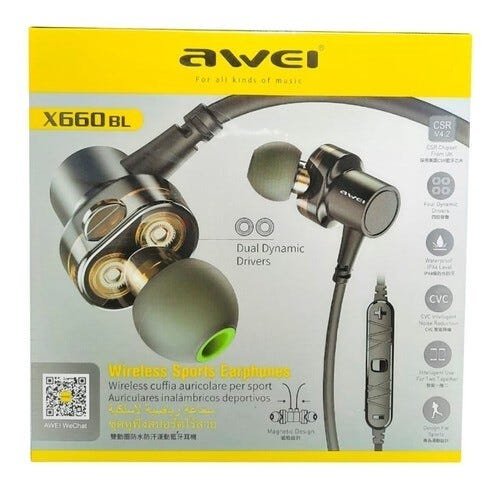 Fone de Ouvido Bluetooth Duplo Driver x660Bl Awei - Original - Preto ...