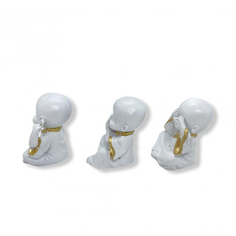 Trio Budas Cego Surdo Mudo Branco 5,5 Resina Sabedoria e Paz ...