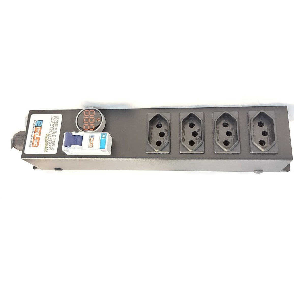 Régua de Tomada Profissional 4 tomadas 20A e Voltímetro Bivolt ...