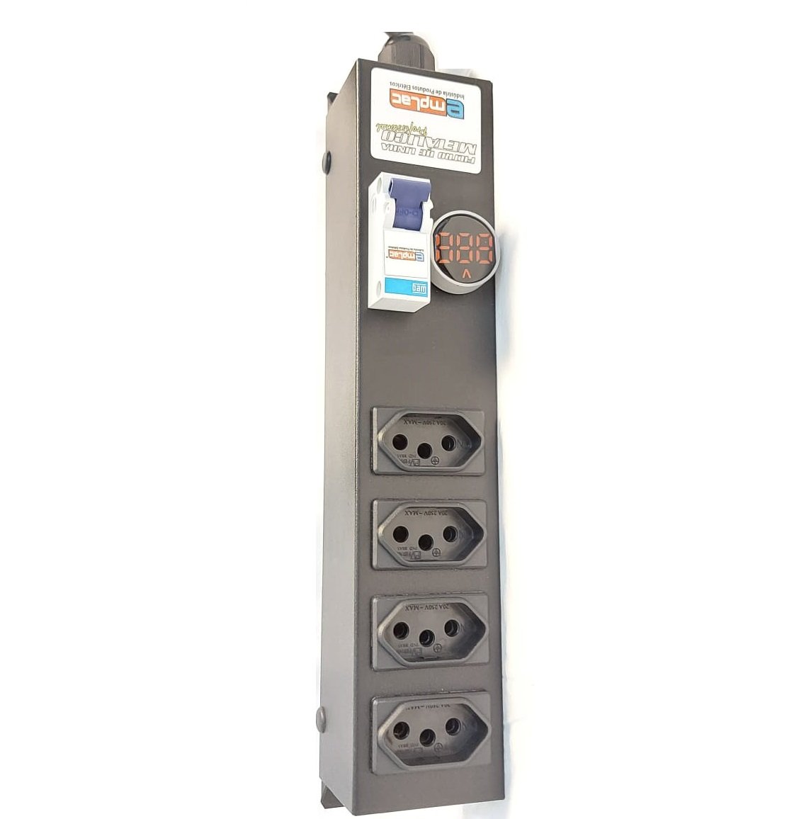 Régua de Tomada Profissional 4 tomadas 20A e Voltímetro Bivolt ...