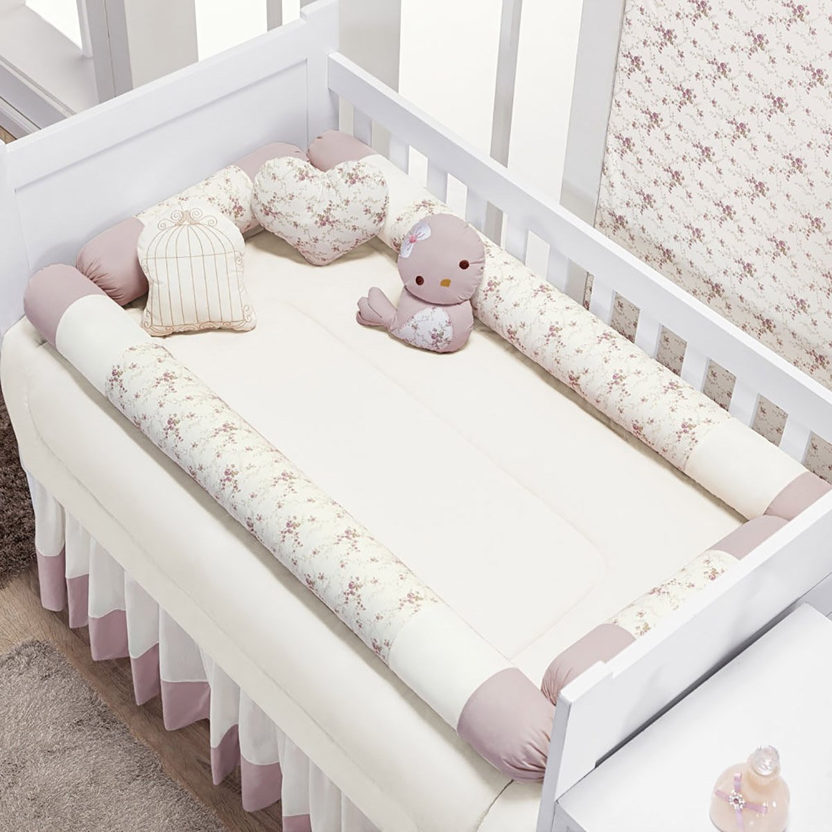 Kit Berço 12 Pçs - Baby Rolo 100%- Jardim Encantado Rosa Velho Balu ...