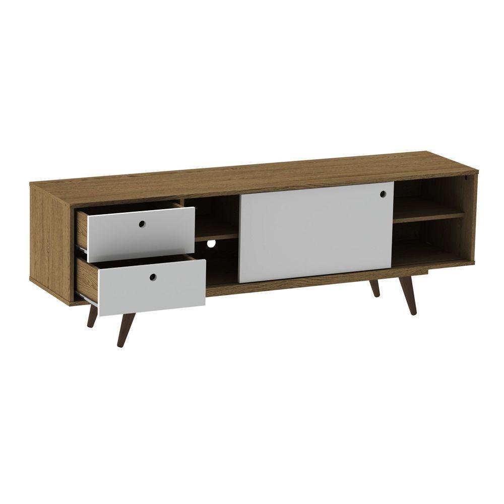 Rack Retro Tv 60 Polegadas 85 Com Gavetas Carvalho Com Branco | MadeiraMadeira