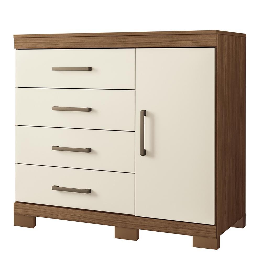 Cômoda Sapateira Havana Plus 1.4 1 Porta e 4 Gavetas Jatobá/areia com Pés - Santos Andirá ...