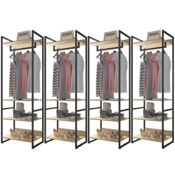 Kit 4 Closets Guarda-Roupa Industrial Modulado 210x70cm Blind F01 ...