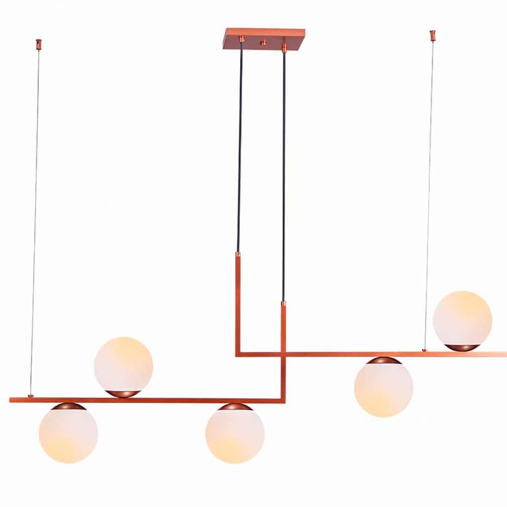 Lustre Pendente Jabuticaba Havana Duo L5 Vidro Globo Leitoso Industrial Moderno E27:Cobre ...