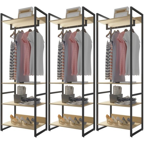 Kit 3 Closets Guarda-Roupa Industrial Modulado 210x70cm Blind F01 ...
