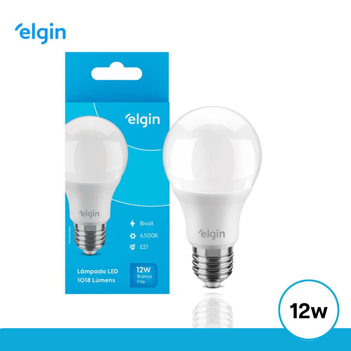 KIT 10 Lâmpada Led 12w Bulbo 6500k Branco Frio Elgin | MadeiraMadeira