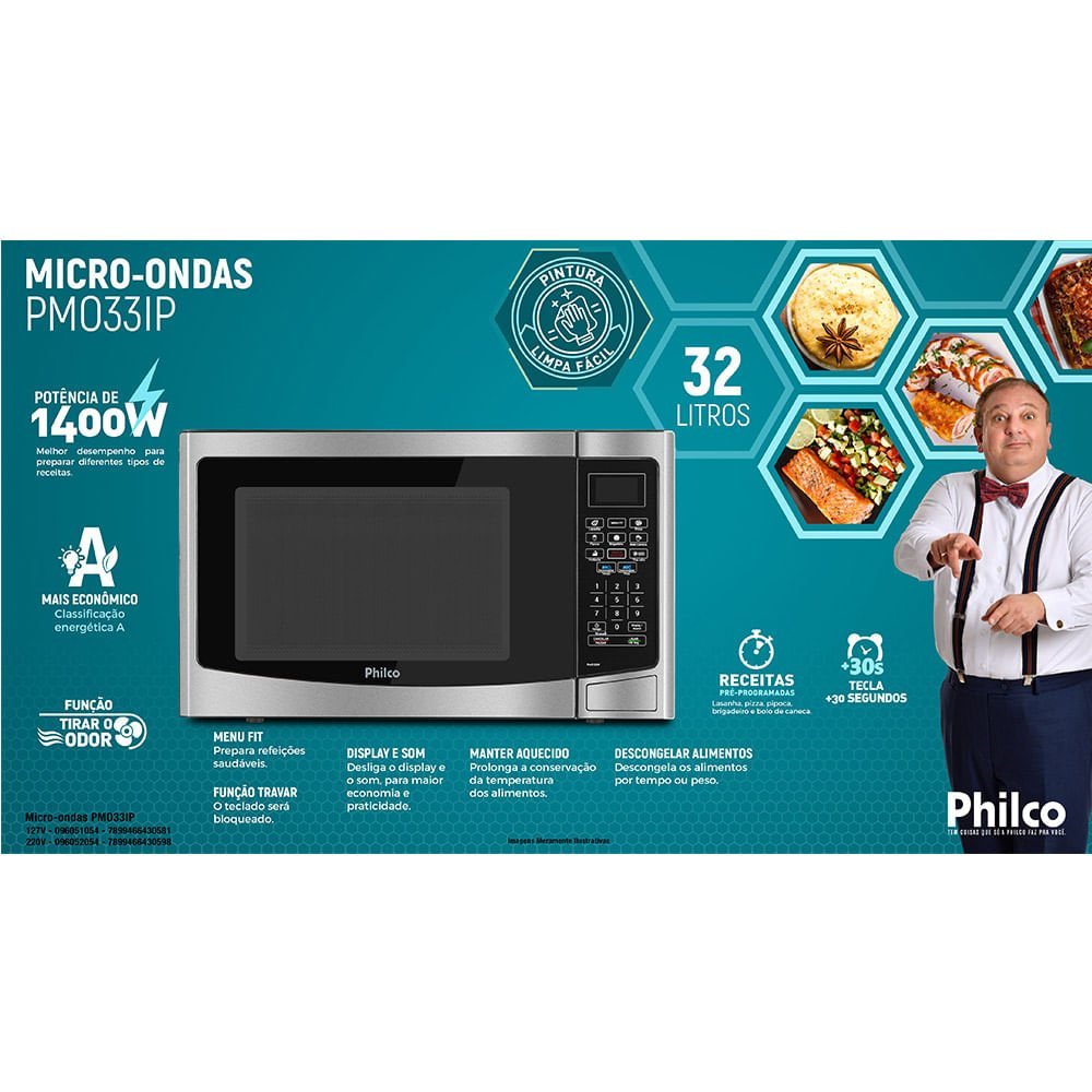 Micro-ondas Philco 32 Litros Inox e Preto Pmo33ip – 127 Volts ...