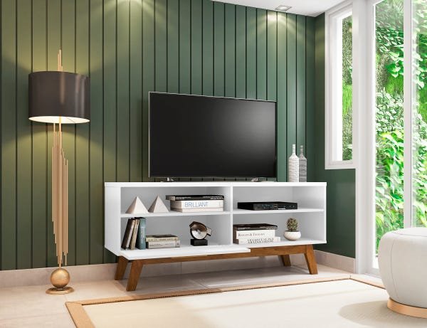 Rack para TV até 55 Polegadas Pés Madeira Retrô Paládio Móveis Bechara ...