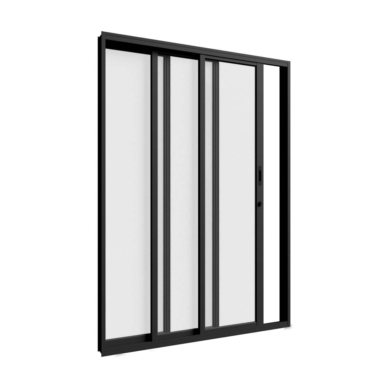 Porta Aluminio Preto De Correr 3 Folhas Com Vidro Temperado:Direito ...