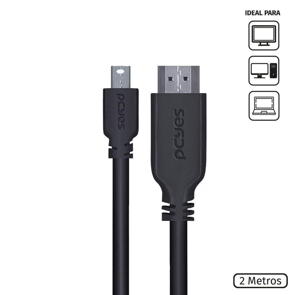 Cabo Mini Displayport Macho para Hdmi 2.0 Macho 2 Metros - P ...