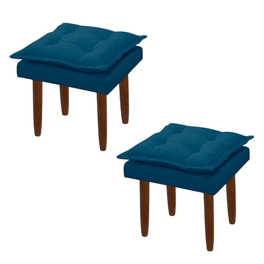 Kit 02 Puff Maria para Sala de Tv e Estar Quarto Confortável Suede Azul ...