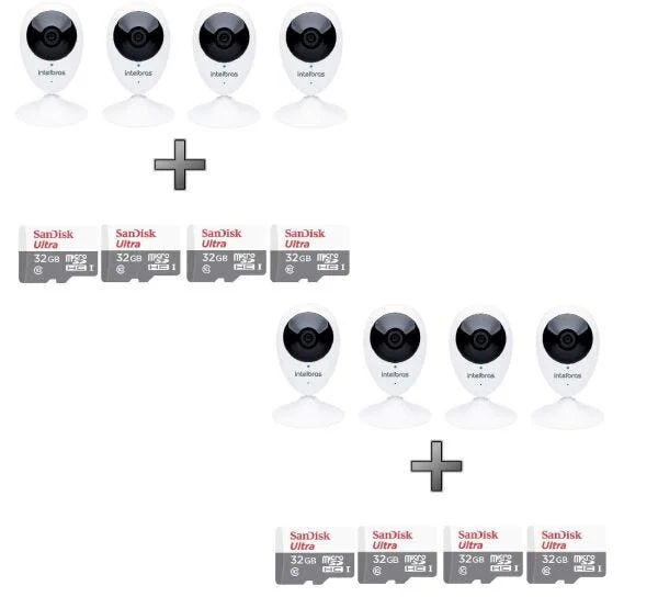 Kit 8 Câmeras IP Wifi HD Ic3 Intelbras + Sd 32Gb Classe 10 | MadeiraMadeira