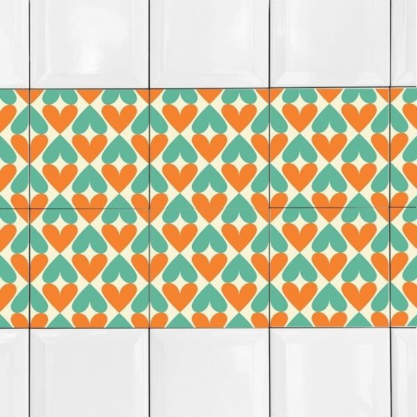 KIT Adesivos de Azulejos Corações 2 - 1 Rolo com 60 x 123 cm ...