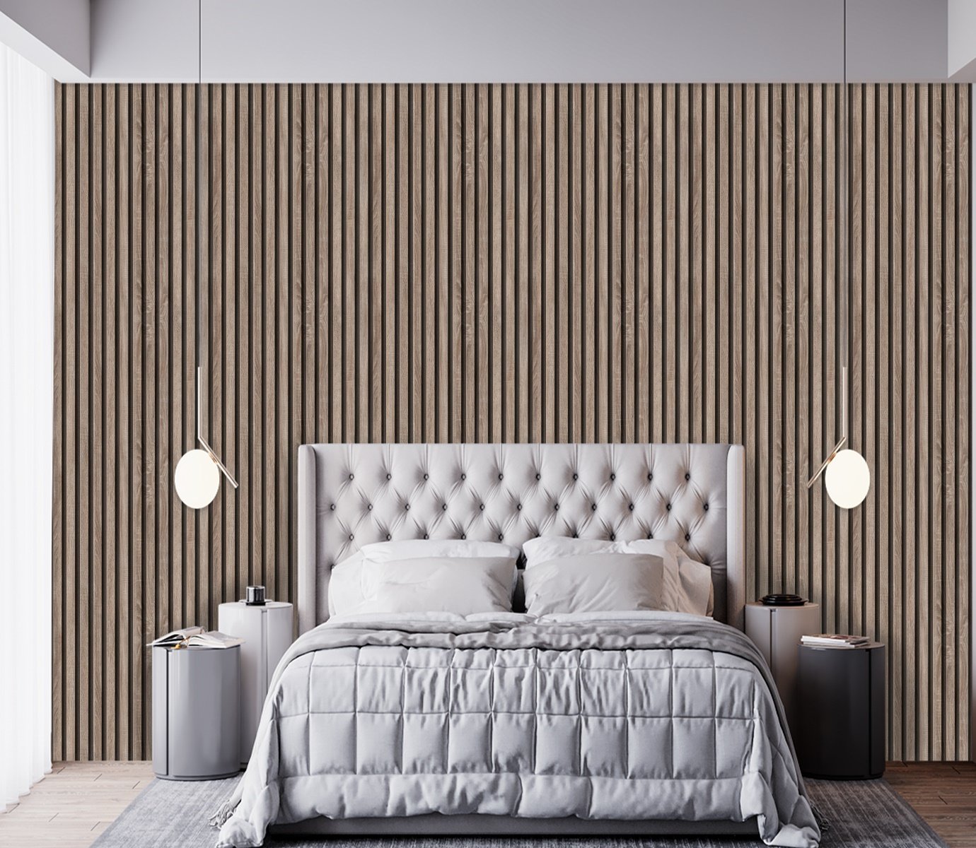 Papel de Parede Ripado Fina Madeira Rustica Marrom 12m | MadeiraMadeira