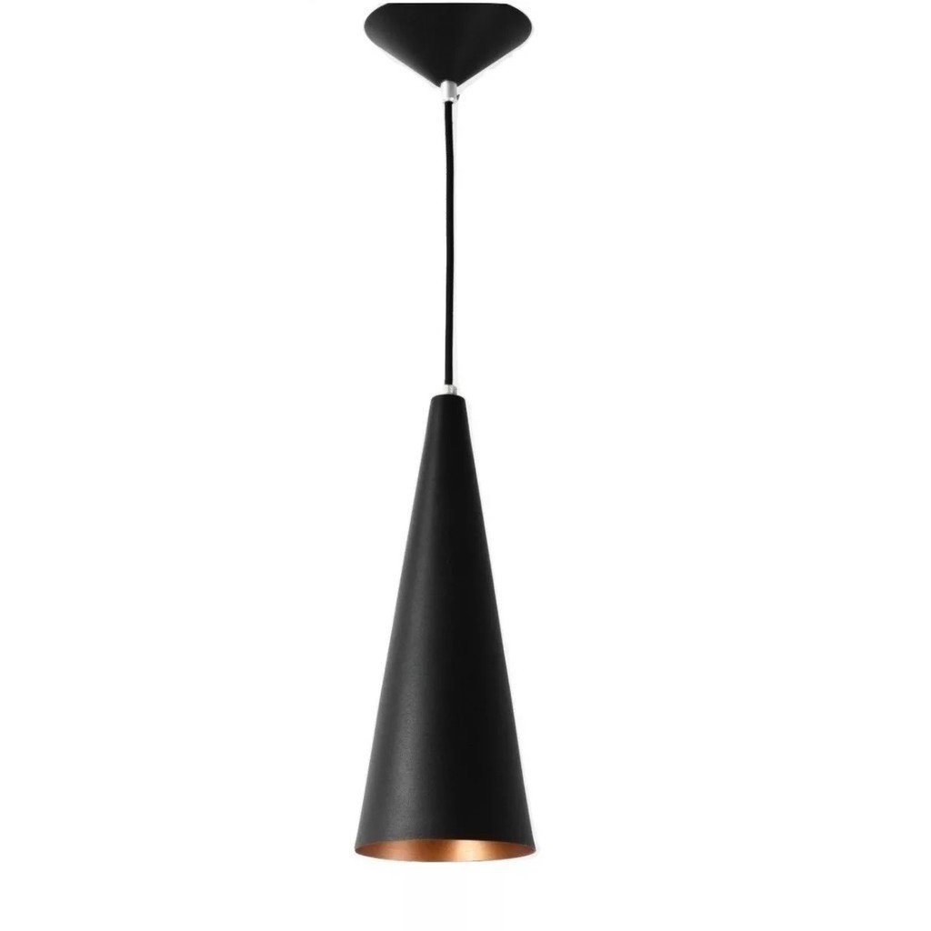Pendente Cone Alumínio Preto Com Cobre Premium Roveda:Preto com Cobre ...