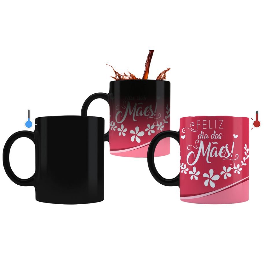 Kit com 6 Canecas Magicas Personalizadas Dia Das Mães | MadeiraMadeira